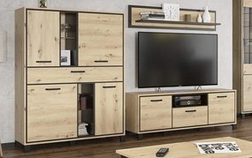 Casarredo - Komfort nábytek Obývací stěna, sestava BUCKET SET1 (komoda, TV stolek, police) dub artisan/wenge