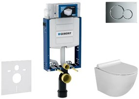 Geberit Kombifix - Set předstěnové instalace, klozetu Gaia a sedátka softclose, tlačítko Sigma01, lesklý chrom SANI15CA1110