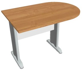 Stůl jednací oblouk 120 cm - Hobis Cross CP 1200 1 Dekor stolové desky: olše, Dekor lamino podnože: bílá, Barva nohou: Stříbrná
