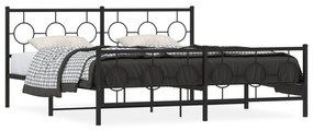 vidaXL Kovový rám postele s hlavovým a nožním čelem černý 183 x 213 cm