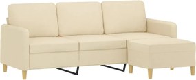 3místná pohovka s podnožkou krémová 180 cm textil 3201194