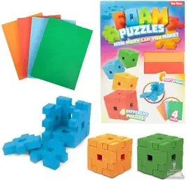 TEDDIES Pěnová stavebnice 3D kostky / Stavebnice / Pěna / 4 archy / 3+