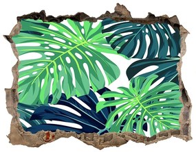 Wallmuralia Nálepka 3D díra na zeď Tropické listí 95x64 cm
