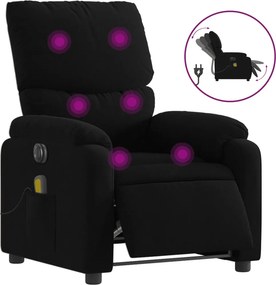 Elektrické masážní polohovací křeslo černé textil 3204814