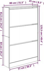vidaXL Botník 80 x 21 x 125,5 cm kompozitní dřevo [839926] Barva: dub sonoma