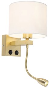 Chytrá nástěnná lampa zlatá s bílým stínítkem vč. Wifi A60 - Brescia
