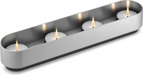 Zack Lonta Ocelový svícen Tealight 27 cm Stříbrný Matný