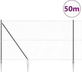 Hexagonální plot s podpěrou 50 x 1,5 m Ocel potažená PVC Šedá 3353284