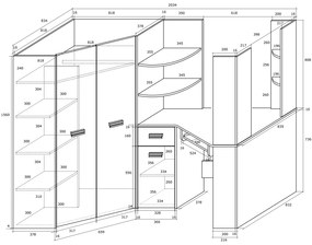 Rohová patrová postel Alina (L) Sonoma + bílá (s roštem)