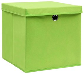 vidaXL Úložné boxy s víky 10 ks 28 x 28 x 28 cm zelené