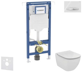 Geberit Duofix - Set předstěnové instalace, klozetu a sedátka Ideal Standard Tesi, tlačítka Sigma50, Aquablade, SoftClose, alpská bílá SANI11CD3141