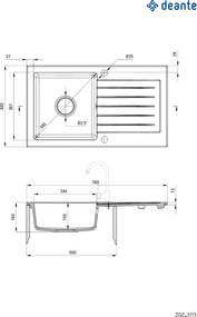 Deante Dřez Zorba s odkapávačem, granit - ZQZ G113 grafit metalic