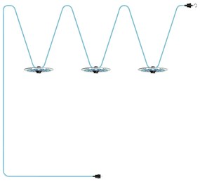 creative cables Světelný řetěz LUMET 'maioliche', textilní kabel od 10m délky, 3x objímky a stínidla, háček a zástrčka Barva: Bílo-modrá