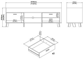 Bílý/v přírodní barvě TV stolek v dekoru dubu 182x62x51 cm Ikast – Tvilum