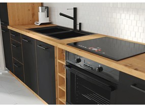 Rohová horní kuchyňská skříňka Meriel 60/60 GN-72 1F (černá + dub artisan). 1033986