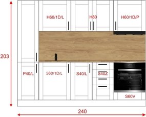 Kuchyňská linka 240 cm PASTEL modrá