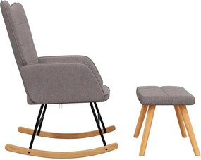 Houpací křeslo se stoličkou taupe textil 328027