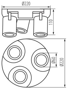Kanlux 38963 - Bodové svítidlo LAURIN 3xGU10/10W/230V mosaz/černá