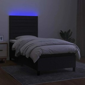 Box spring postel s matrací a LED černá 90x200 cm textil 3134927