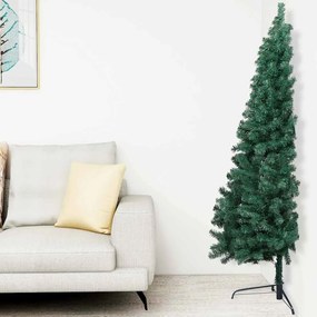 Umělý vánoční půl stromek s LED a sadou koulí zelený 150 cm 3077564
