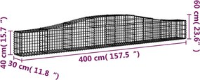 Klenuté gabionové koše 8 ks 400x30x40/60 cm pozinkované železo 3145793