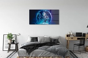 akrylový obraz Space žena moon 125x50 cm