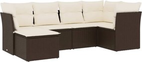 6dílná zahradní sedací souprava s poduškami hnědá polyratan 3249792