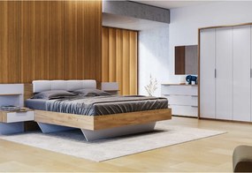 Postel 160x200 měkké čelo dub craft / bílý Asti