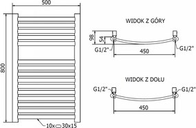 Mexen Helios, elektrické topné těleso 800 x 500 mm, 300 W, zlatá lesklá, W103-0800-500-2300-50