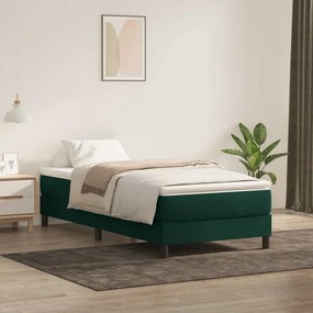 Postel Box Spring bez matrace tmavě zelená 90x210 cm samet 3315810