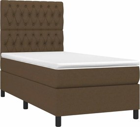 Box spring postel s matrací a LED tmavě hnědá 100x200 cm textil 3135096