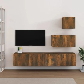 4dílný set TV skříněk kouřový dub kompozitní dřevo