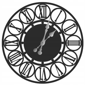 RMP Nástěnné kovové hodiny Rota římská čísla 40cm černé