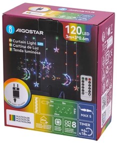 Aigostar - LED RGBY Ven. ván. řetěz 120xLED/6W/230V/8 funkcí 3x0,6m IP44 + DO