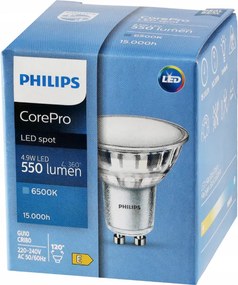 SADA 5x žárovka Philips GU10 4,9W 550lm 112lm/W 6500K EyeComfort CorePro