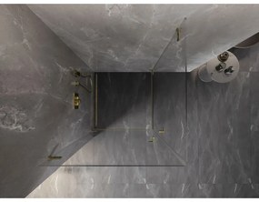 Mexen Lunar-B Duo, výklopný sprchový kout 70 x 70 cm, 8mm čiré sklo, zlatý matný profil, 832-070L-070P-55-00