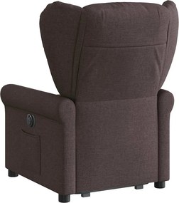 Zvedací polohovací křeslo tmavě hnědé textil 3303379