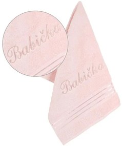 Bellatex Froté ručník kolekce Linie s výšivkou Babička 50x100 cm růžová