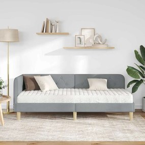 Rohový rám postele Světle šedá 80 x 200 cm textil 3394101