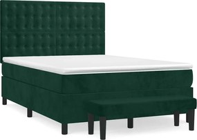 Box spring postel s matrací tmavě zelená 140x200 cm samet 3138088