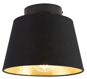 Stropní lampa s bavlněným stínidlem černá se zlatem 20 cm - černá Combi