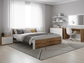Postel IKAROS 160 x 200 cm, dub artisan/bílá Matrace: Matrace Coco Maxi 20 cm, Rošt: S laťkovým roštem