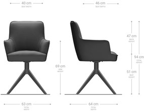 Otočná židle Heira-Flex s područkami křížová podnož široká nerezová