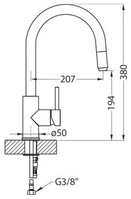 ALVEUS 1129021 - Dřezová baterie s vytahovací sprškou DELOS 38 cm lesklý chrom