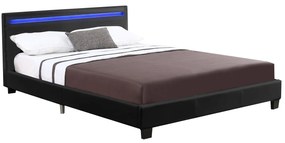 Juskys Čalouněná postel Verona 120 x 200 cm s LED osvětlením v černé barvě