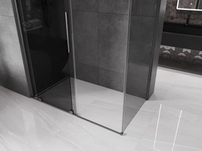 Mexen Velar, sprchový kout s posuvnými dveřmi 140 x 70 cm, 8mm šedé sklo, grafit broušený, 871-140-070-41-66