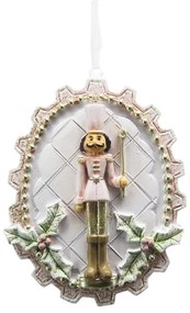 Bílá vánoční závěsná ozdoba Louskáček - 6*1*8 cm