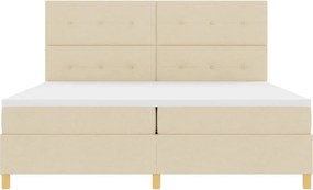 Postel s boxspringem s čelo Krémová 200 x 200 cm textil 3339649