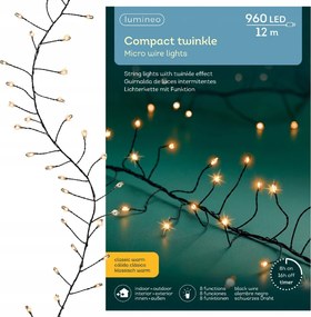 Vánoční osvětlení na stromeček Micro 960 Led na vánoční stromeček drátek Klasické Teplé 12 m