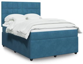 Box spring postel s matrací modrá 140 x 200 cm samet 3294662
